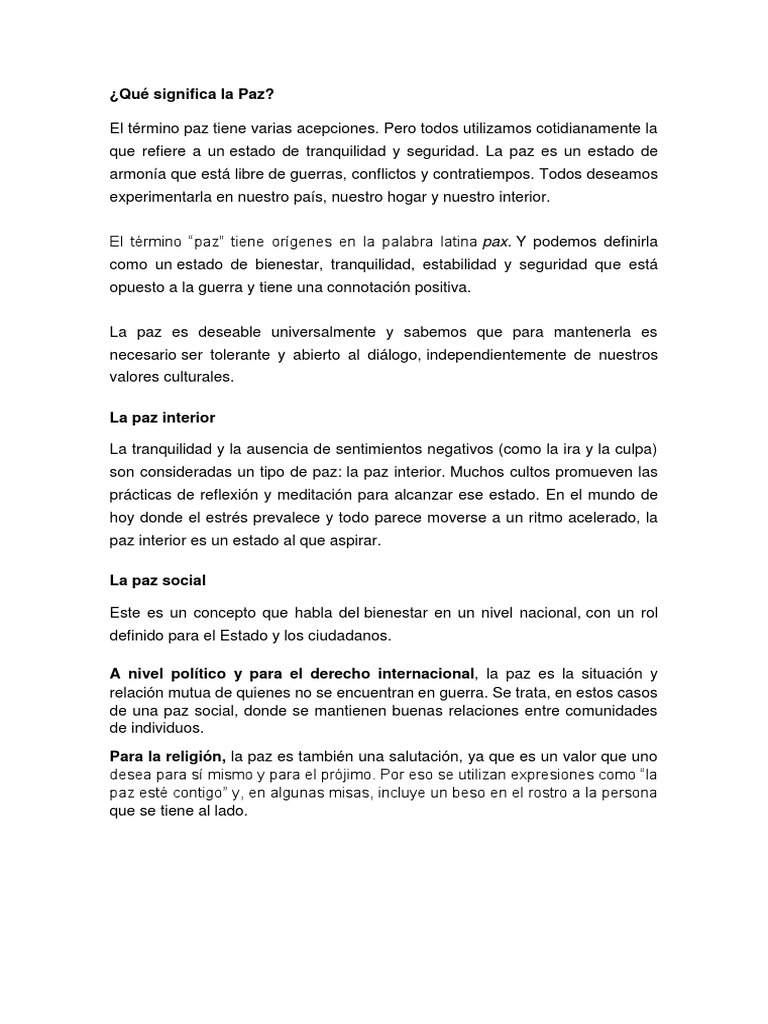 Qué Significa La Paz | PDF