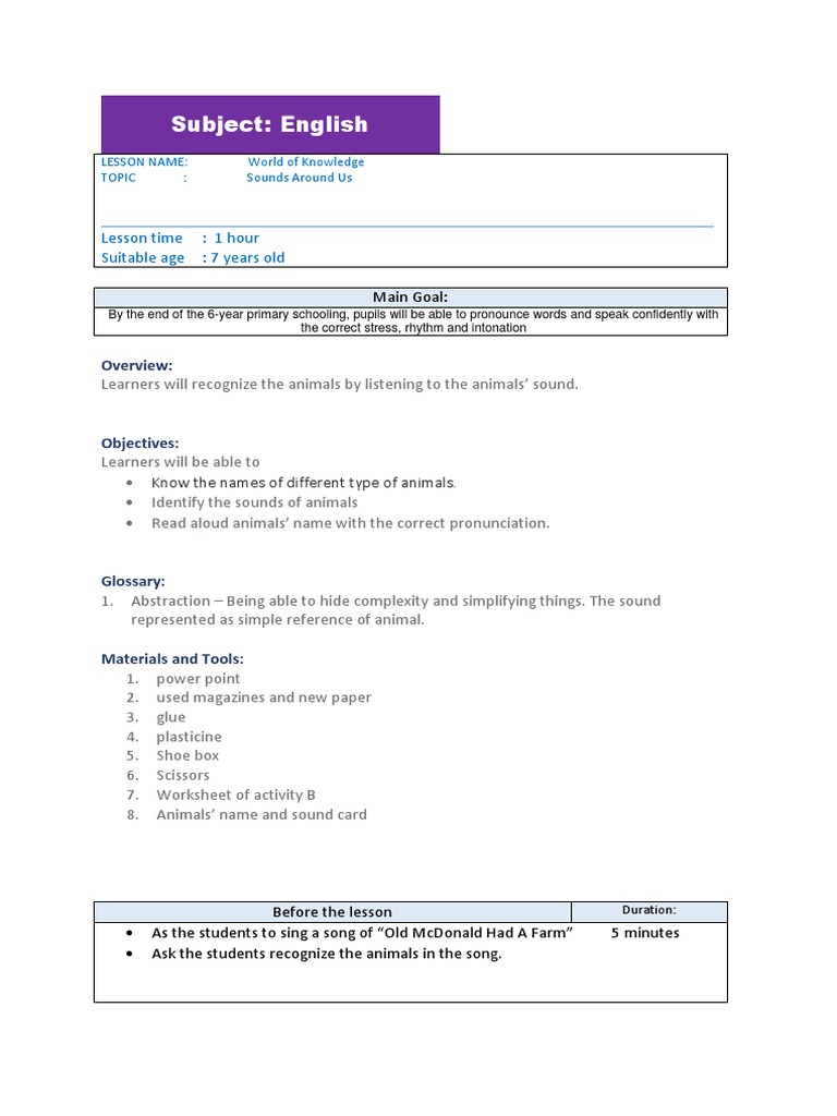 Day 2-Teacher Lesson Plan-25.4.2018 | PDF | Lesson Plan | Cognition