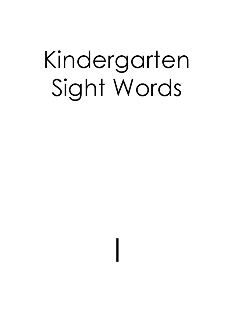 Kindergarten Sight Words | PDF