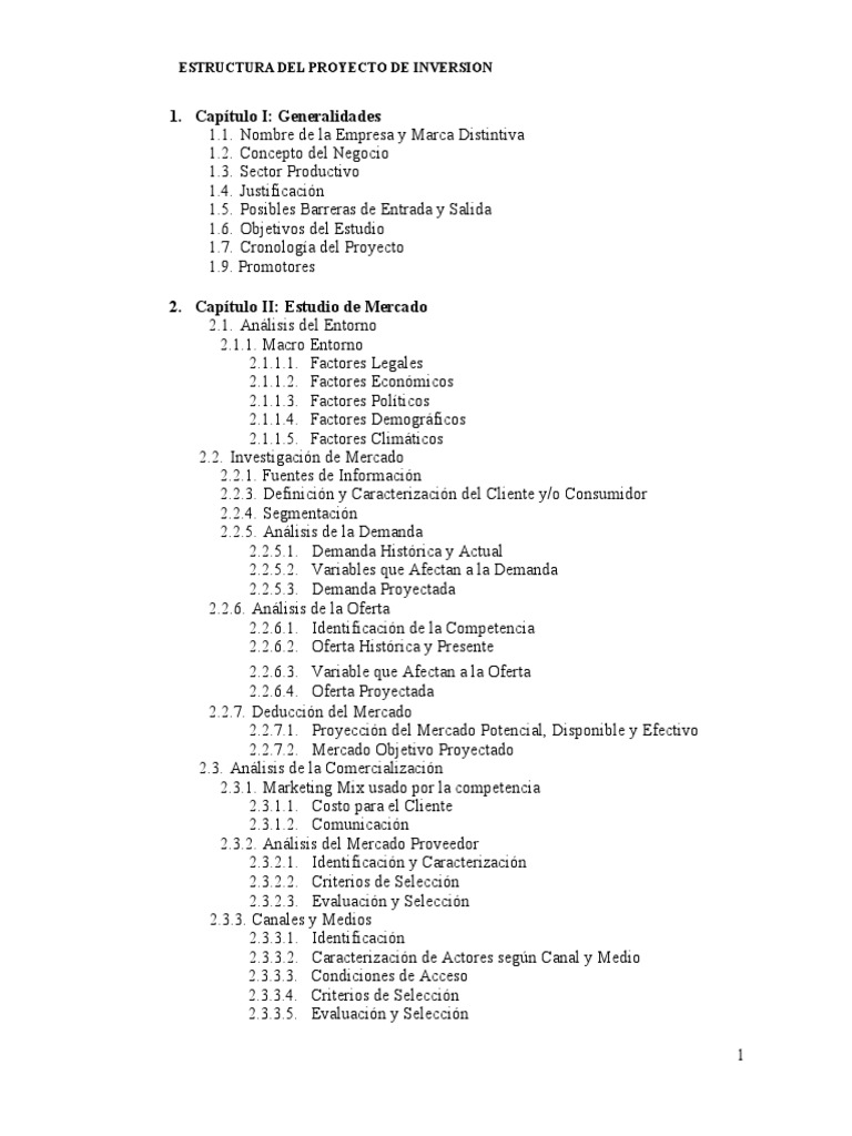 Estructura de Informe Proyecto de Inversion | PDF | Flujo de efectivo ...