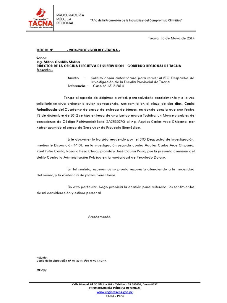 OFICIO Solicito Copia Certificada OFICIO Solicito Copia Certificada