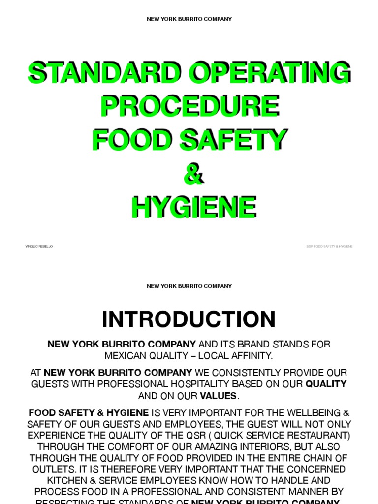 Sop Food Safety and Hygeine VR PDF | PDF | Hygiene | Hand Washing