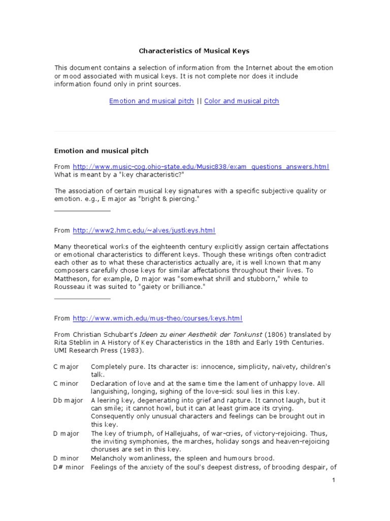 Characteristics of Musical Keys | PDF | Color | Blue