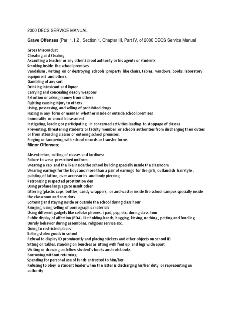 2000 DECS Service Manual on Discipline | PDF | Justice | Crime & Violence