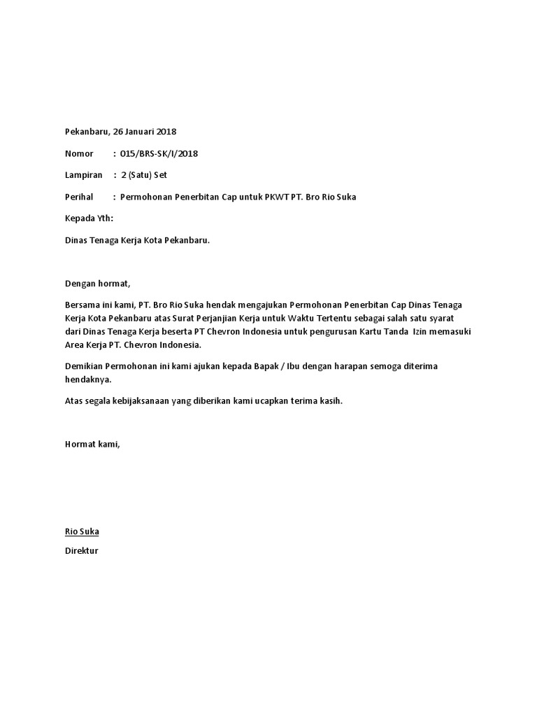 Surat Permohonan PKWT | PDF