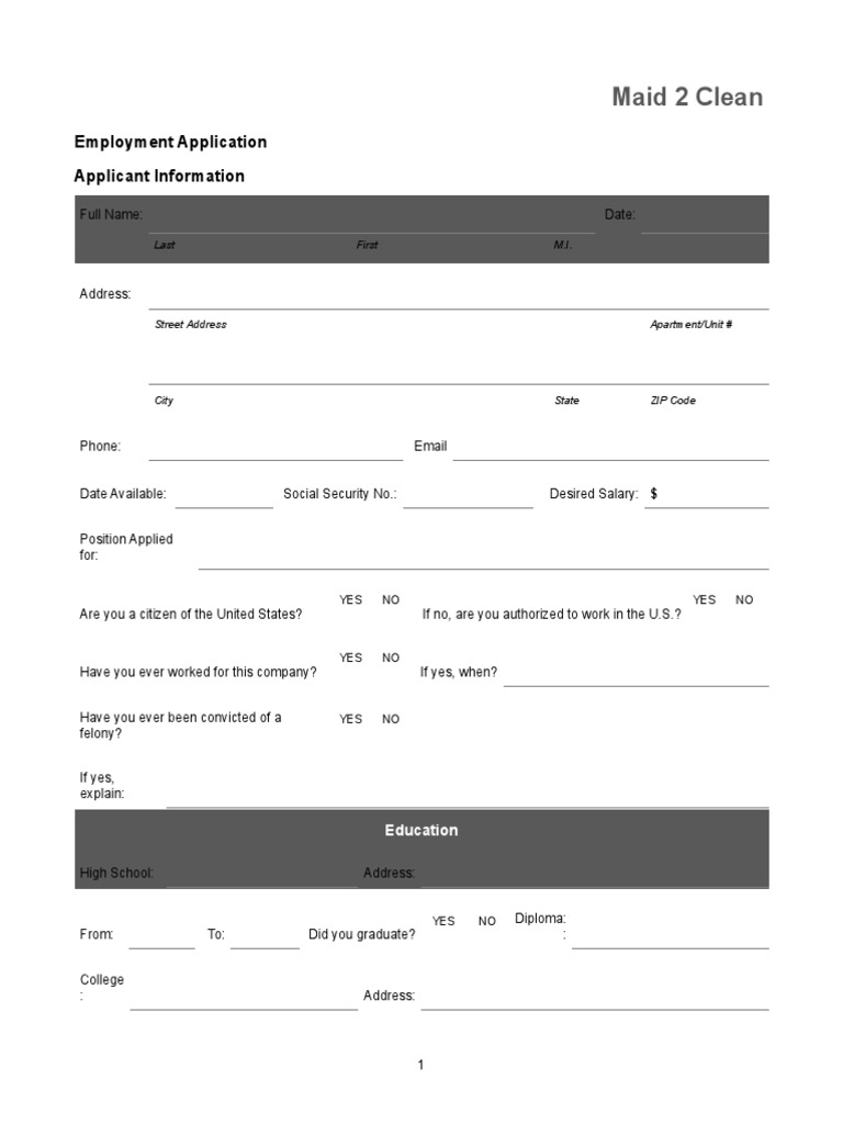 Maid 2 Clean Application | PDF | Military Discharge | Government