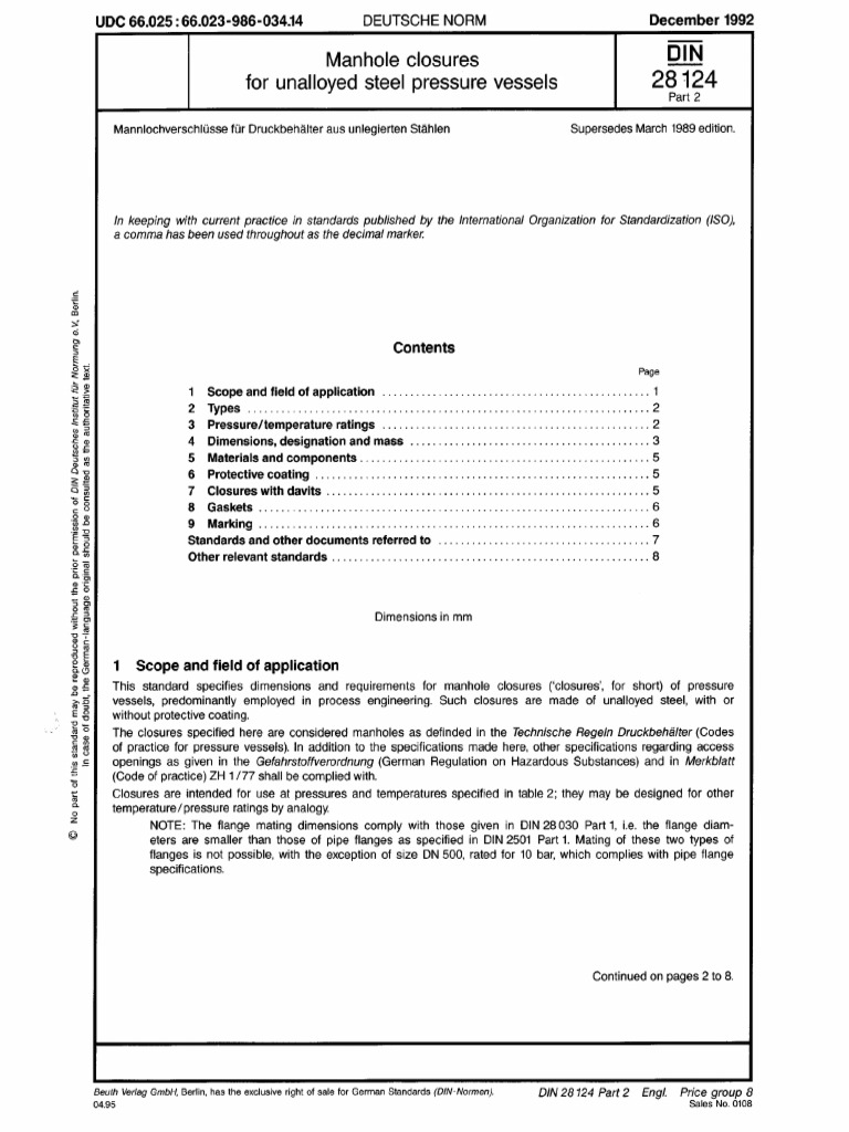 DIN 28124 2 Manhole English | PDF