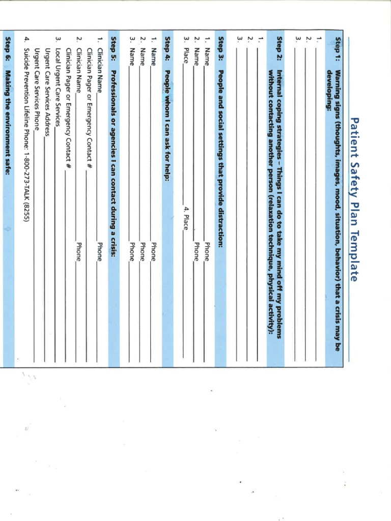Patient Safety Plan Template | PDF