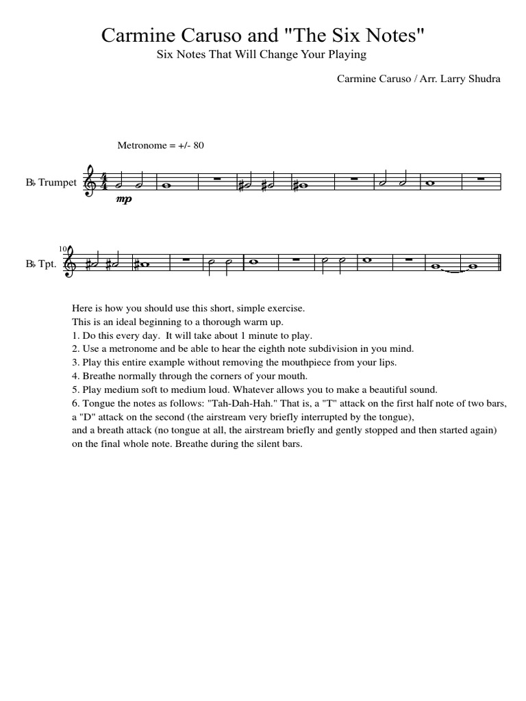 Carmine Caruso and The Six Notes PDF PDF | PDF | Language Arts & Discipline