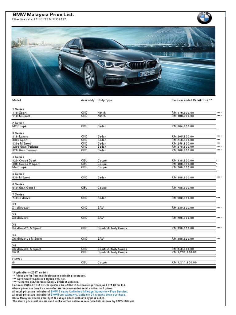 BMW-Price-List-20170921 PDF Asset 1505893120378 | PDF | Bmw | Sports ...