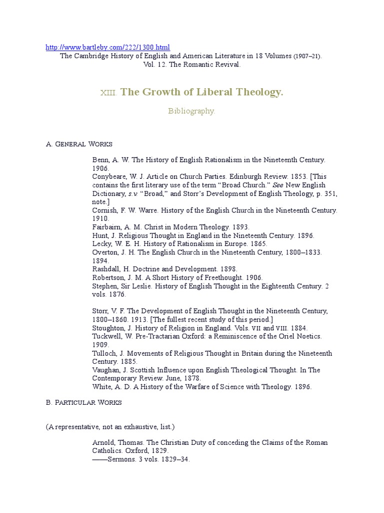 A-Growth of Liberal Theology | PDF | Anglican | Bible