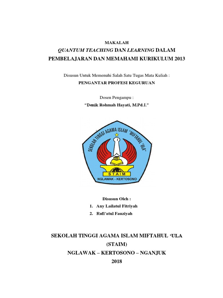 Makalah Quantum Teaching Dan Learning Dalam Pembelajaran Dan Memahami Kurikulum 2013 | PDF ...