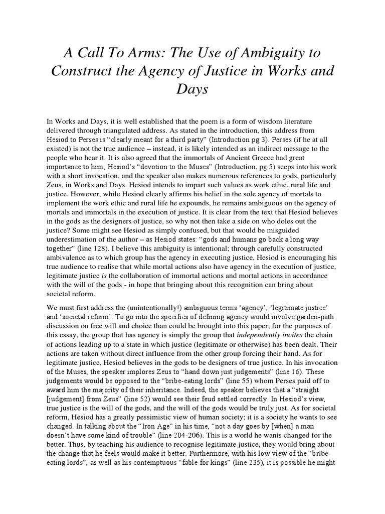 Piety in Works and Days | PDF | Mythology | Religion And Belief