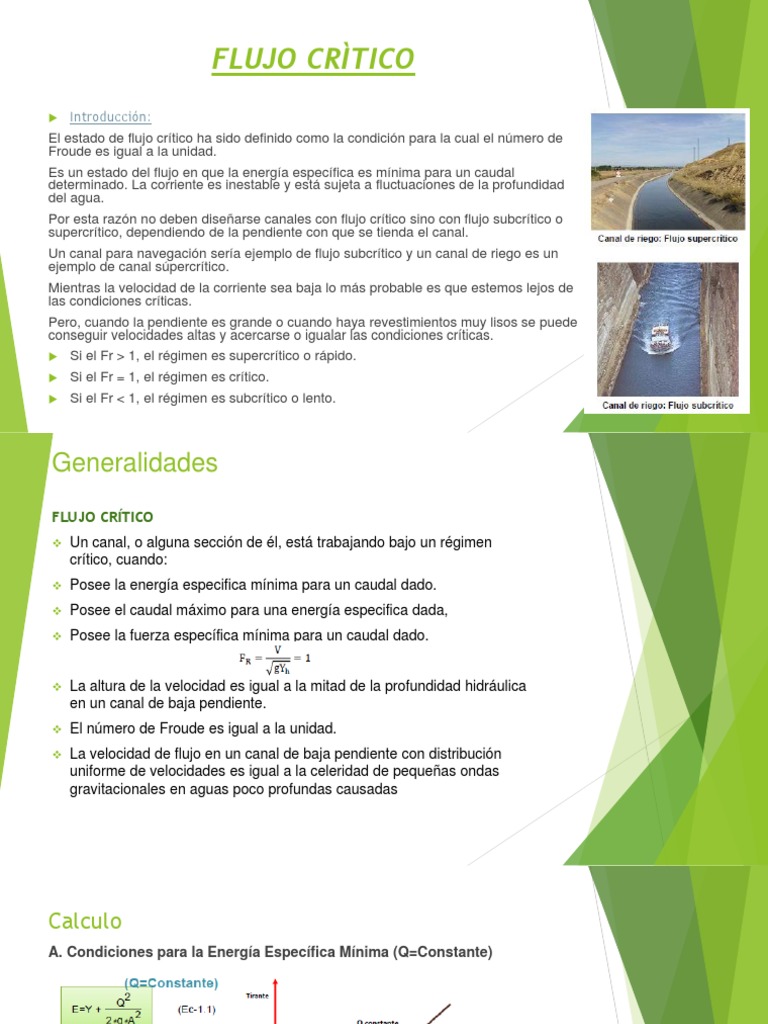 Flujo Crítico: Conceptos y Aplicaciones | PDF | Descarga (hidrología ...