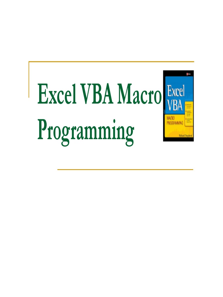 Excel Vba Macro Programming Download Free Pdf Subroutine Parameter Computer Programming