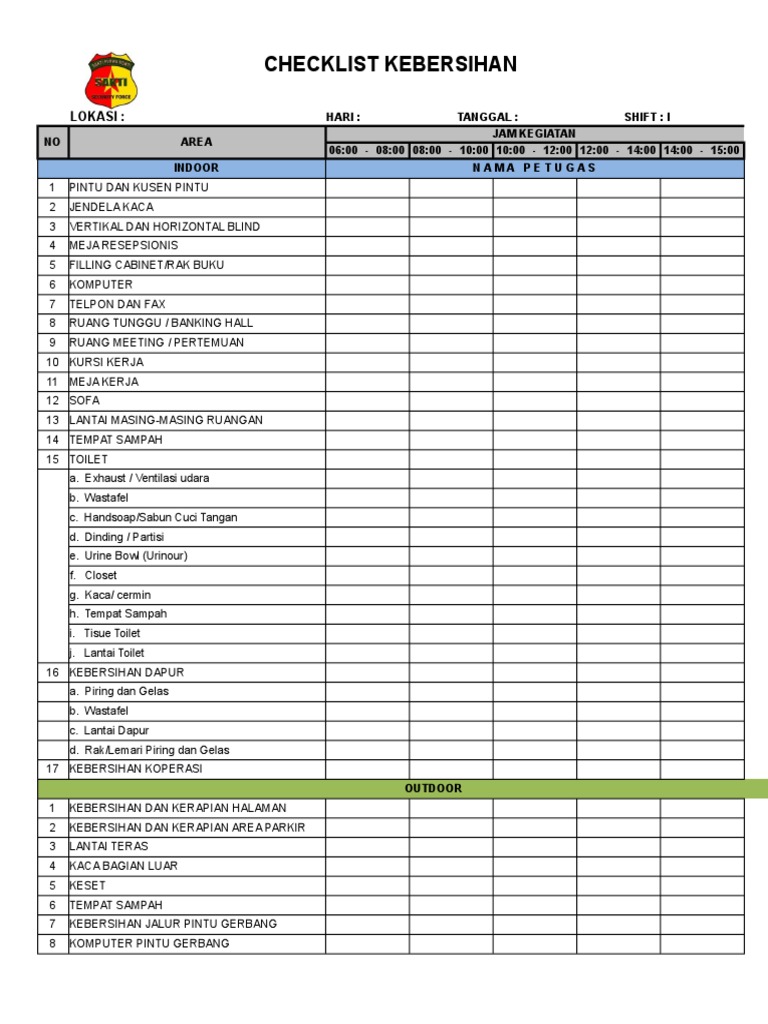 Checklist Kebersihan | PDF