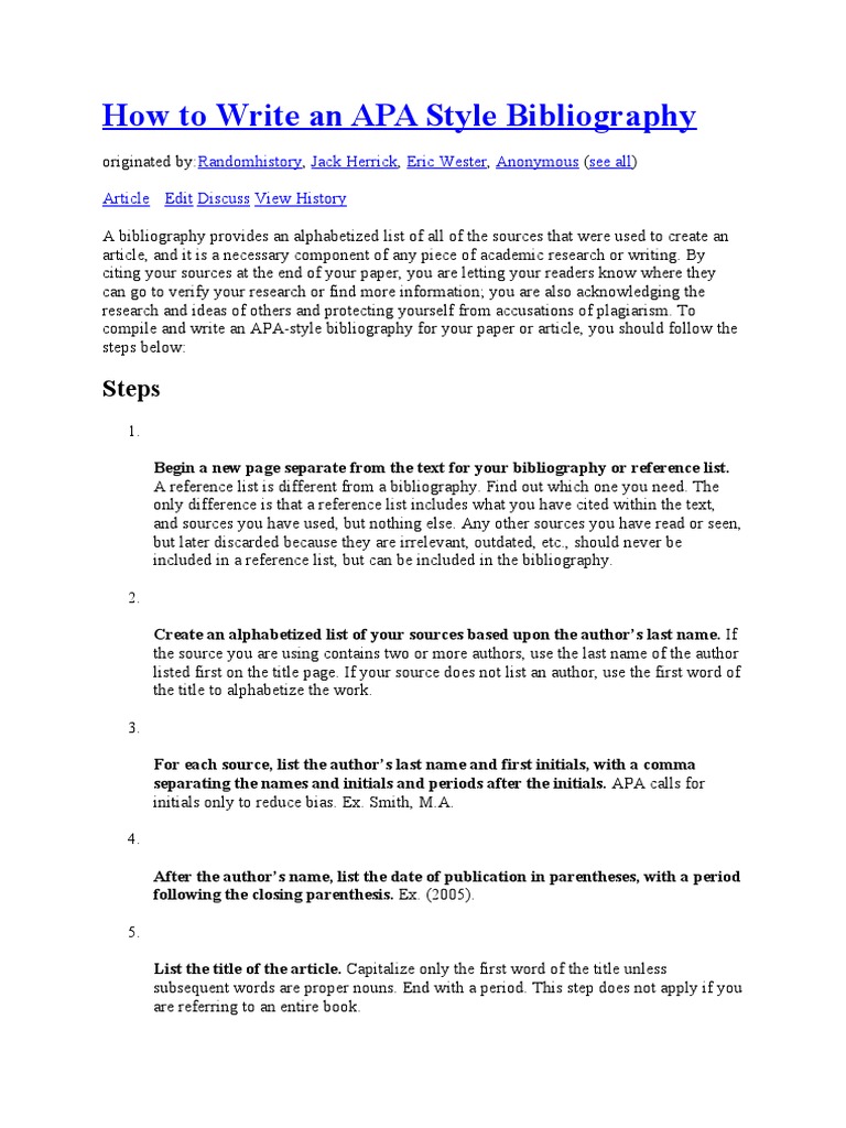 How To Write An APA Style Bibliography | PDF | Apa Style | Academia