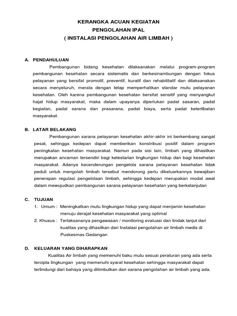 KAK Pengolahan Ipal | PDF