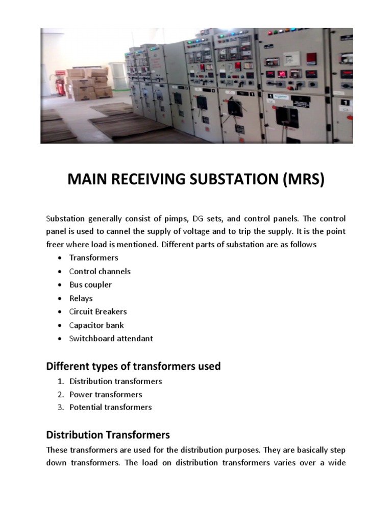 MRS (Main Receiving Substation) | PDF | Transformer | Relay