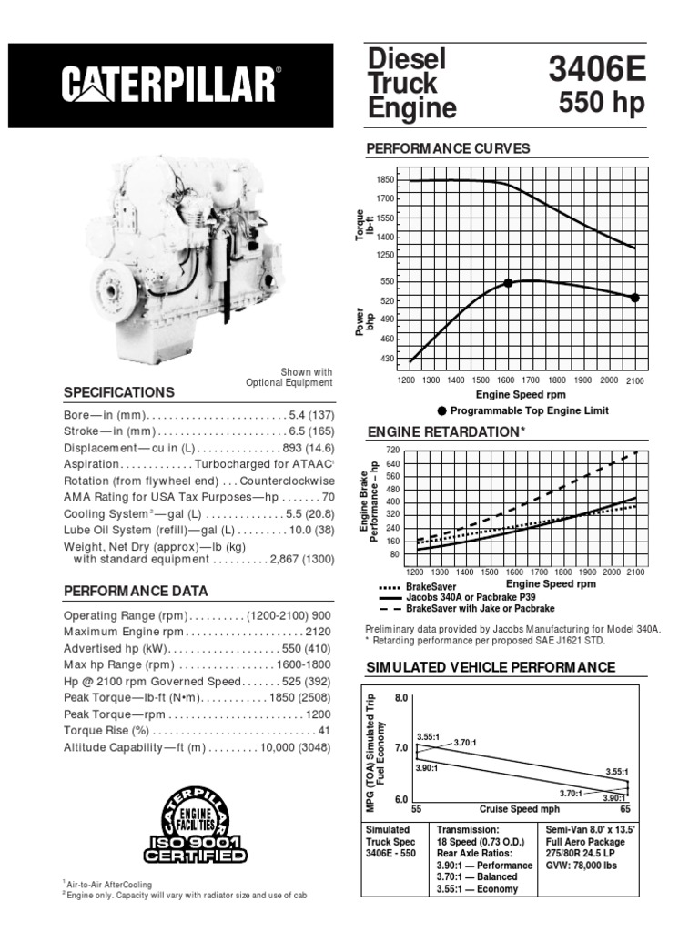 3406E 550hp | PDF | Transmission (Mechanics) | Engines