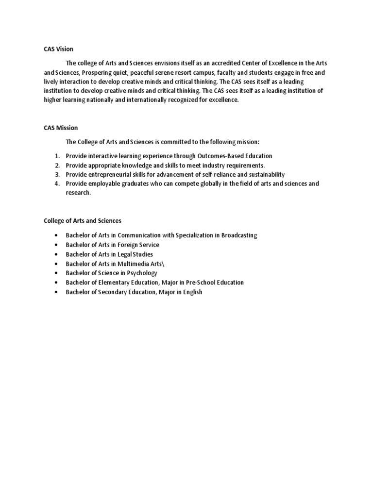 CAS Vision/Mission | PDF
