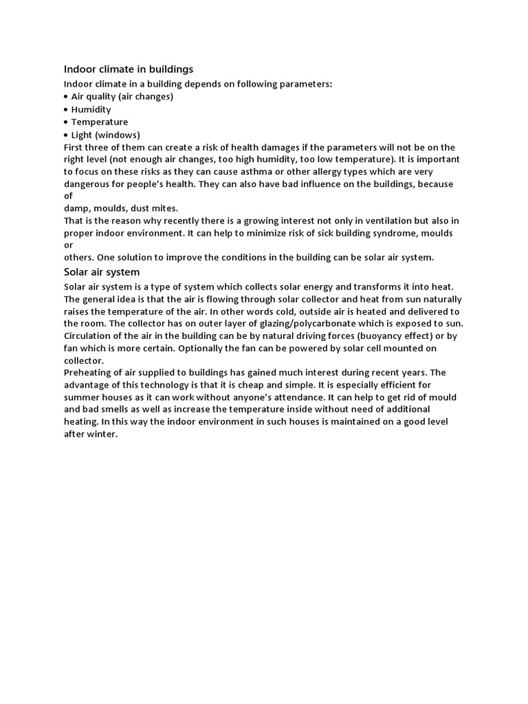 Indoor Climate in Buildings | PDF