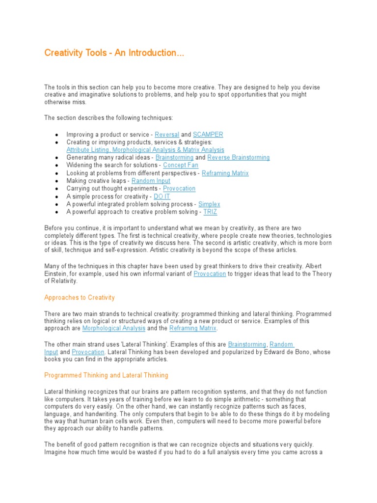 Creativity Tools | PDF | Creativity | Thought
