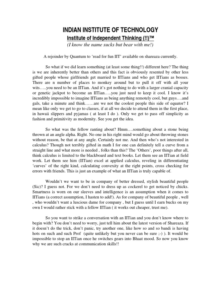 Indian Institute of Technology | PDF