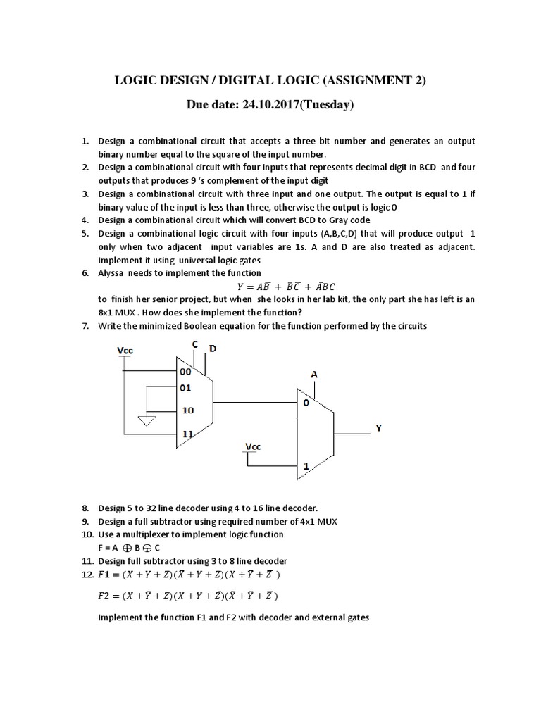 Logic Design Assignment: Combinational Circuits | PDF