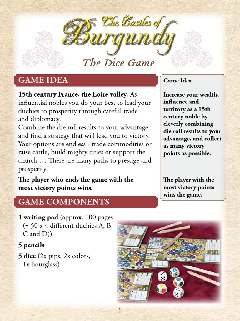 Castles of Burgundy The Dice Game | PDF | Dice | Leisure