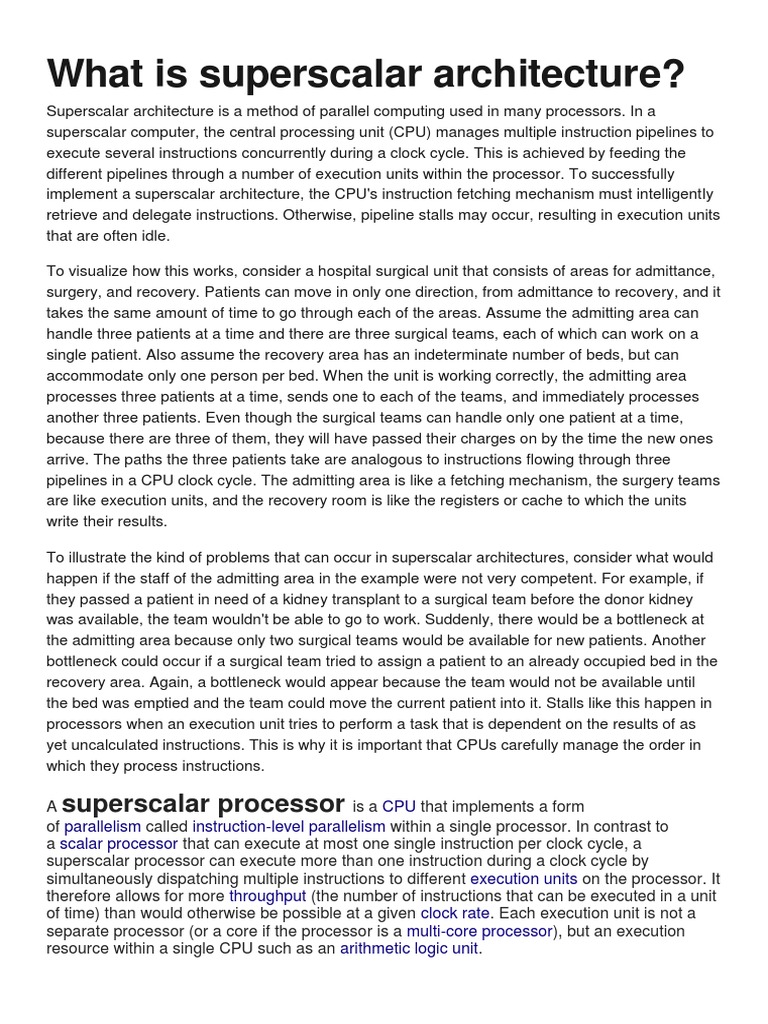 Superscalar Architecture | PDF | Central Processing Unit | Parallel Computing