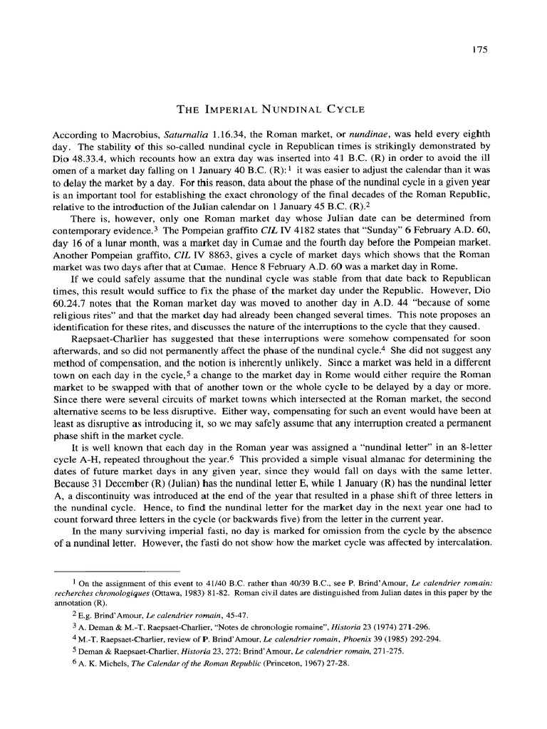 The Imperial Nundinal Cycle | PDF | Ancient Europe | Classical Antiquity