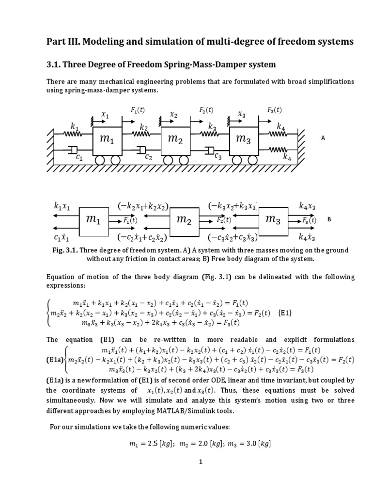 Three DOF Spring-Mass-Damper Simulation | PDF | Matrix (Mathematics ...