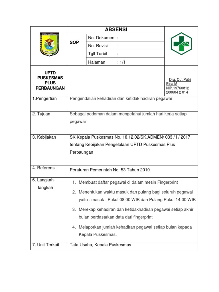 Sop Absensi | PDF