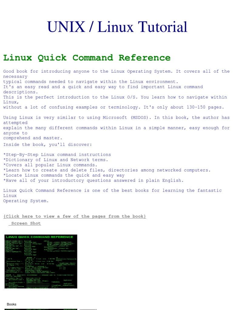UNIX / Linux Tutorial: Linux Quick Command Reference | PDF | Computer File | Command Line Interface