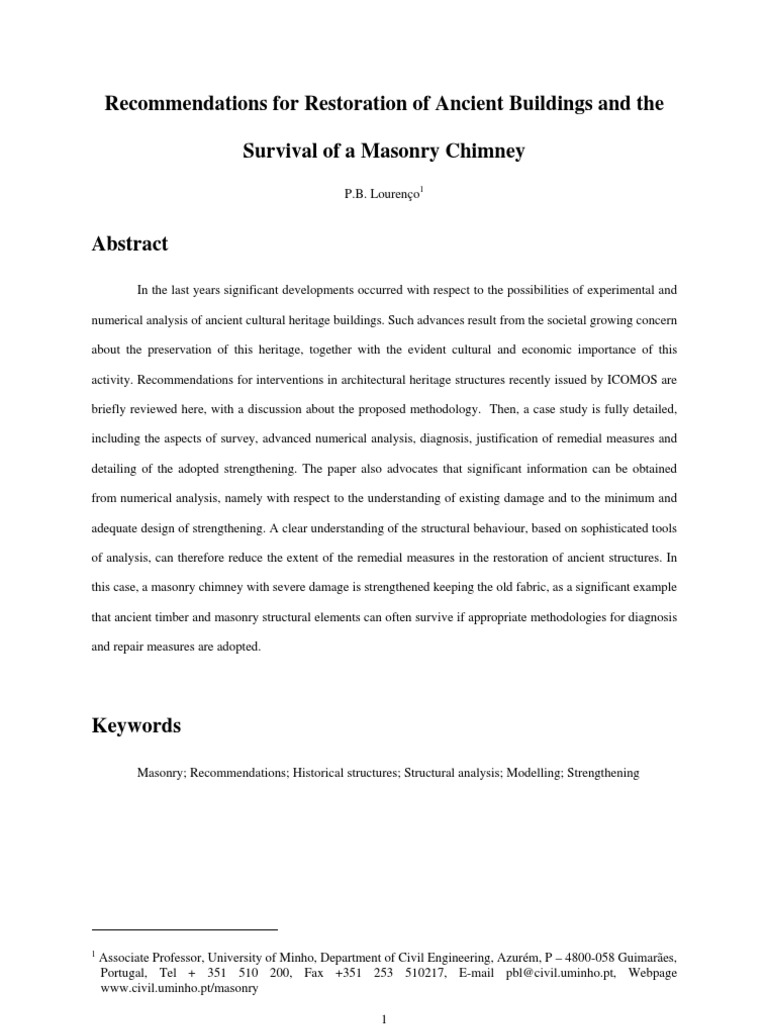 Restoration of Ancient Masonry Structures | PDF | Stress (Mechanics ...