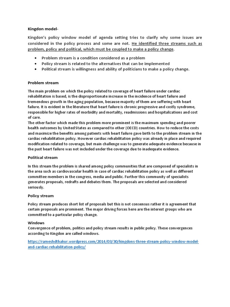 Kingdon Model & 3 I Framework | PDF | Policy | Heart Failure