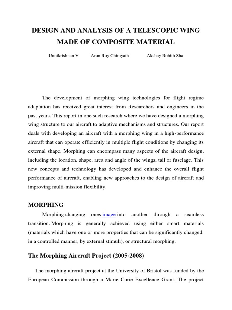 Design and Analysis of A Telescopic Wing Made of Composite Material ...