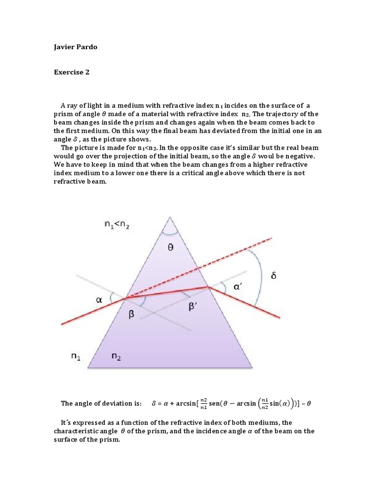 Exercise 2 | Prism | Refraction