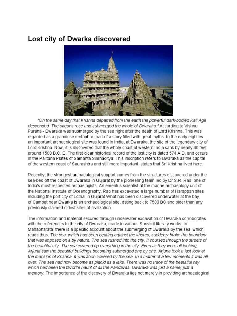Discovery of the Lost City of Dwarka | PDF | Krishna | Hinduism