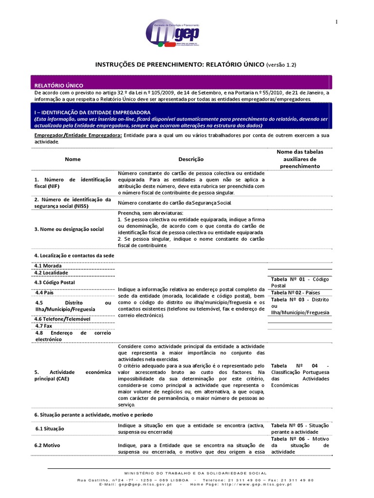 Instruções para preenchimento do relatório único.pdf | Economia ...