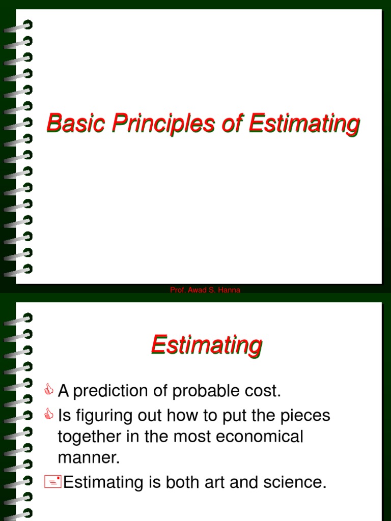 Basic Principles of Estimating: Prof. Awad S. Hanna | PDF ...