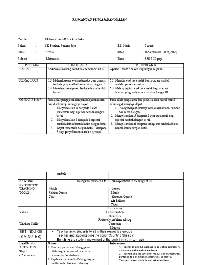RPH Matematik Pemulihan | PDF | Behavior Modification | Cognition
