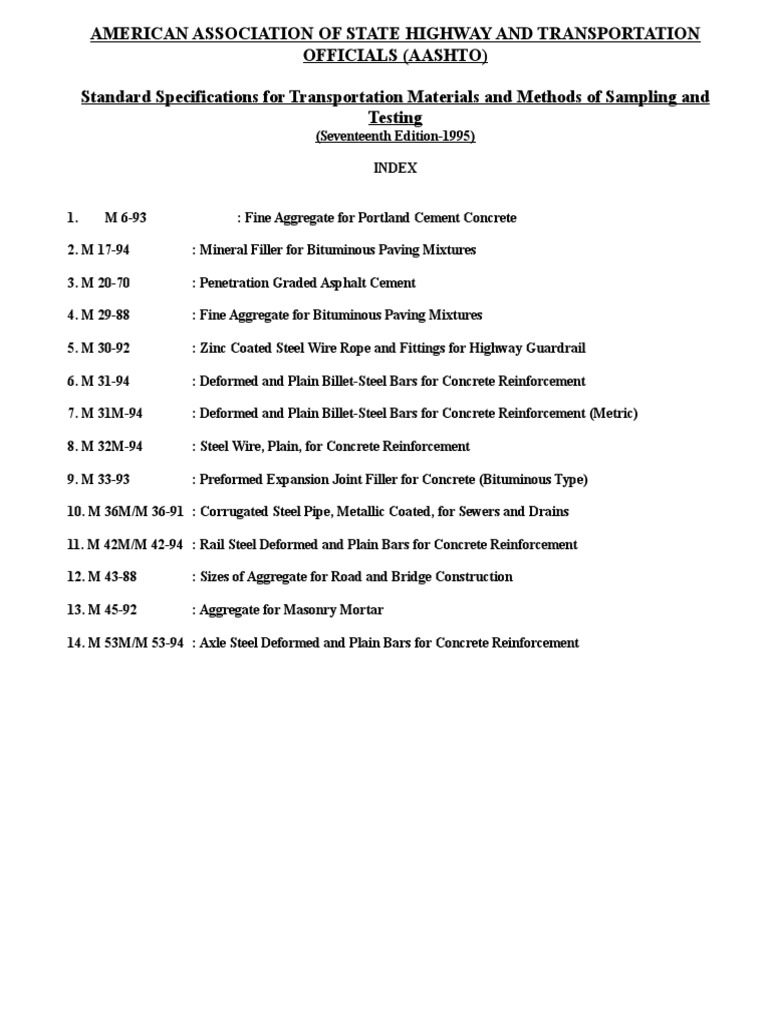 AASHTO Specifications Contents | PDF | Technology & Engineering