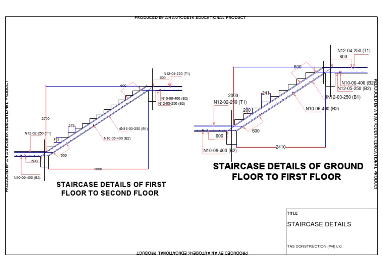 Staircase Details of First Floor To Second Floor | PDF