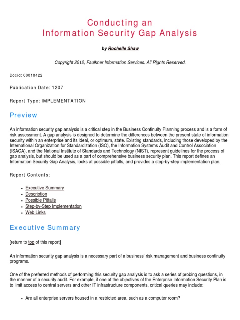 Information Security Gap Analysis PDF Format Download | PDF | Computer ...