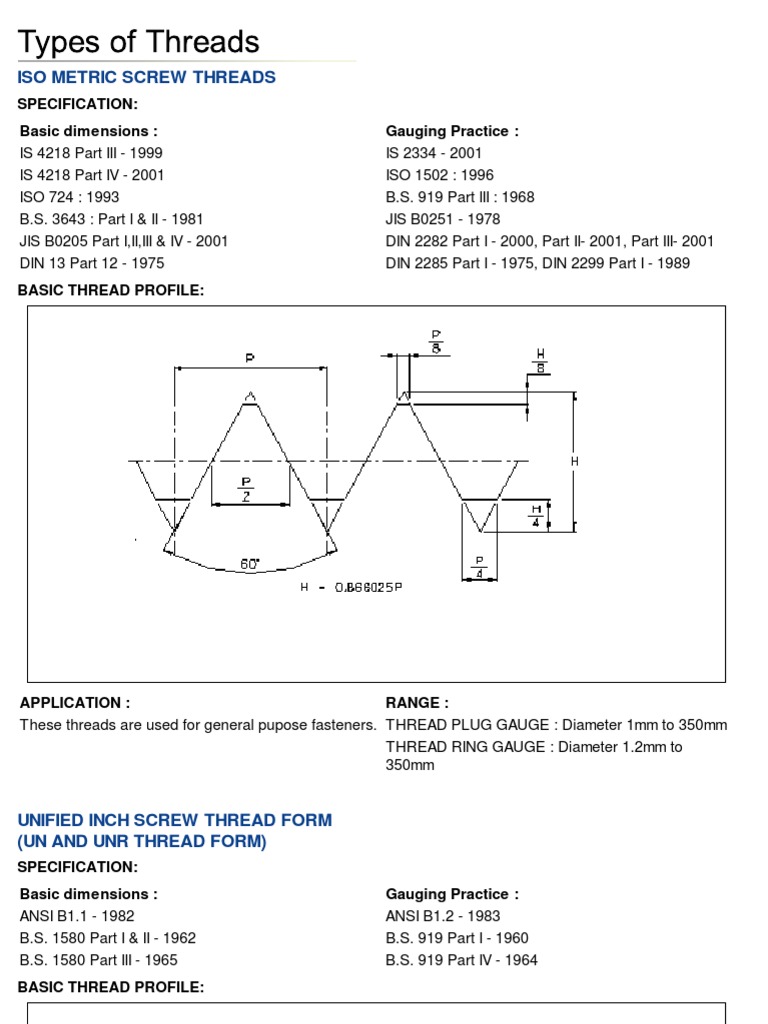 BMI Division ... : Iso Metric Screw Threads | PDF | Screw | Pipe (Fluid ...
