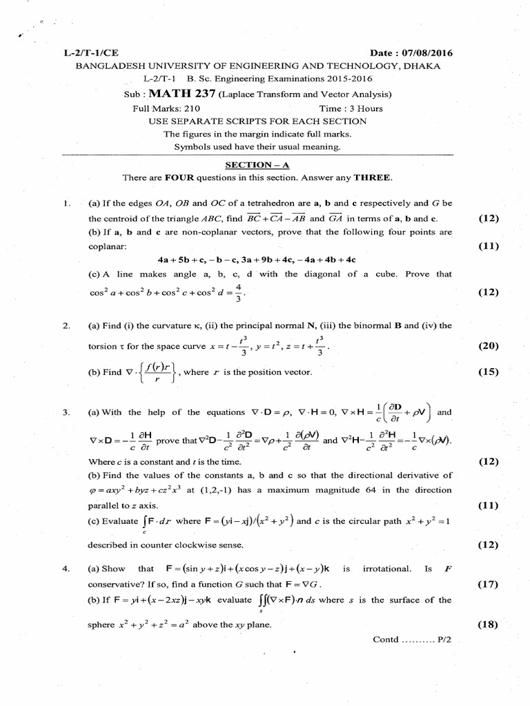 Buet Question of 2015-2016 (L-2 T-1) - Ce | PDF | Concrete | Stress ...