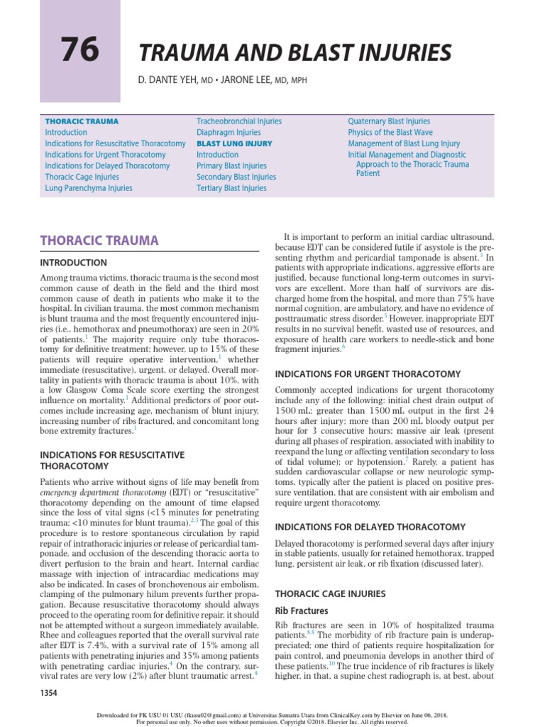 Trauma and Blast Injuries | PDF | Thorax | Major Trauma