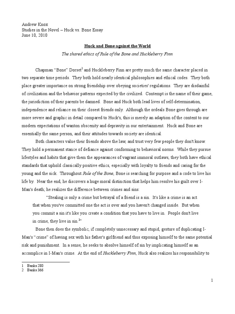 Huck V Bone | PDF | Huckleberry Finn | Adventures Of Huckleberry Finn